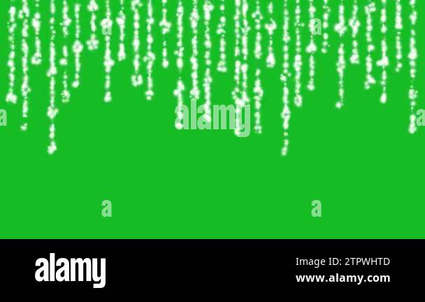 Decorative light strings with glitter sparkles on green screen ...