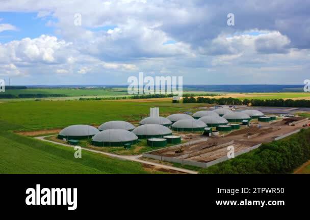 Biogas construction. Modern agriculture complex for biomass production ...