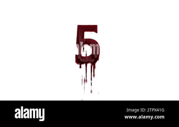 Bloody number 5 with alpha channel, number 5 in blood Stock Video ...