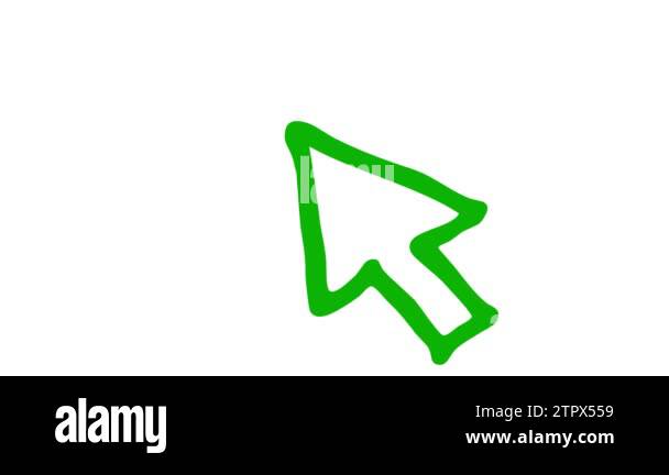 Animated green symbol of mouse cursor. Arrow with rays clicks. Icon in ...
