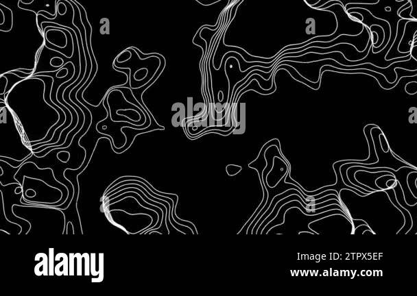 Abstract animated outline topographic contour map. Moving waves on ...