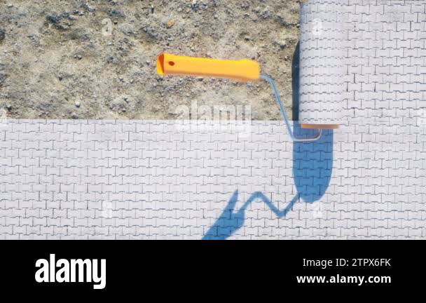 A roll of paving slab. Brush of paving slab. Building concept ...