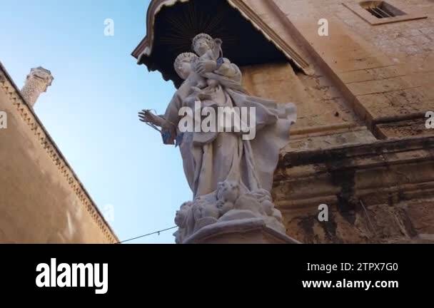 Mdina, Malta 5th November 2023 - statue of the Virgin Mary and baby ...