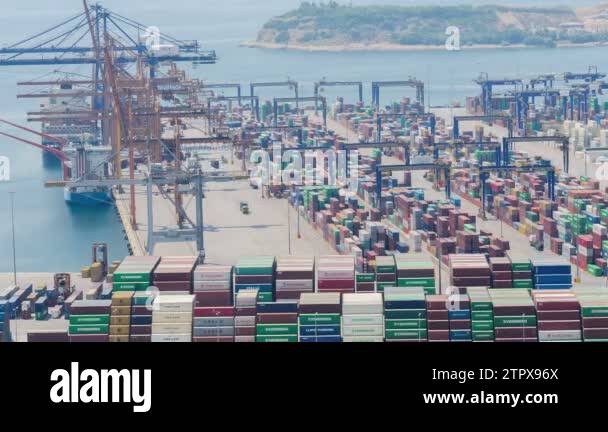 INDUSTRY The Cargo Port Top View Stock Video Footage - Alamy