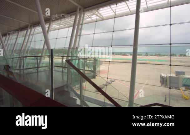 Airport Terminal Gate Footage. Window View. Airfield. 4K Stock Video ...