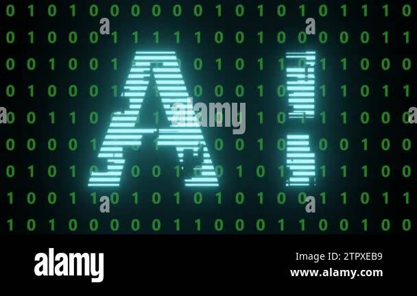 AI Artificial Intelligence text with binary code animation. 3D render video Stock Video Footage ...