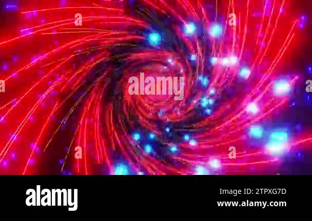 VJ Loop 3D animation. Spiral tunnel with laser neon particles at high ...