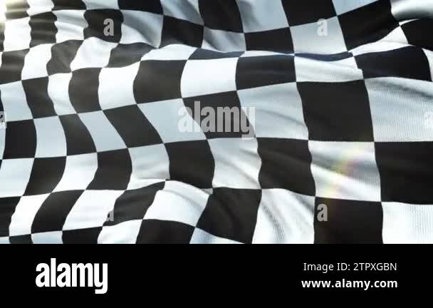 Checkered flag waving on sun. Seamless loop with highly detailed fabric ...