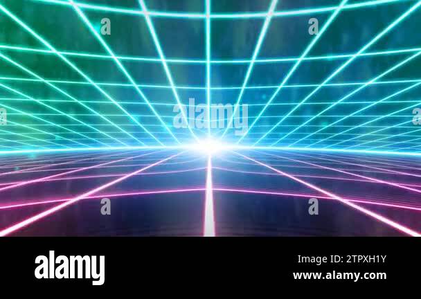 Retro 80s VHS tape video game intro landscape vector arcade wireframe ...