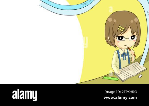 Cartoon animation background template layout of a schoolgirl student ...