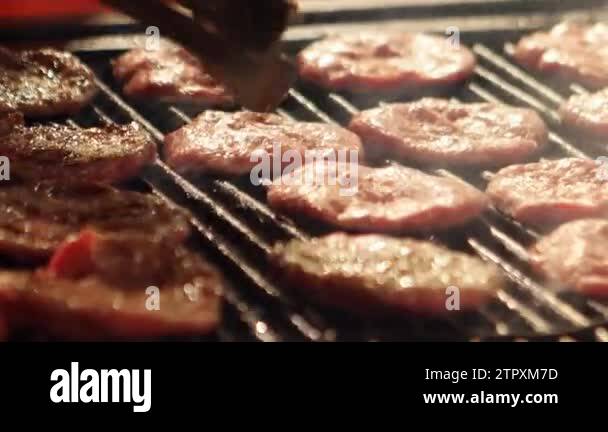 Meat ball grill in Bursa - Turkey. Ultra HD 4K Closeup, detail of meat ...
