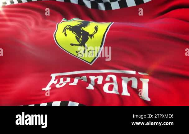 Ferrari flag waving on sun. Seamless loop with highly detailed fabric ...