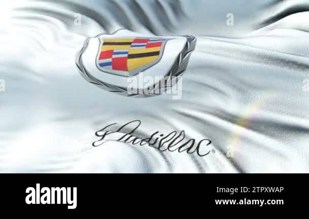CADILLAC flag waving on sun. Seamless loop with highly detailed fabric ...