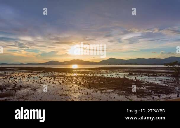 Time lapse The beauty of yellow sky was mesmerizing in stunning sunset ...