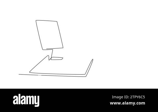 Animated self drawing of continuous line draw young angry worker mad at ...