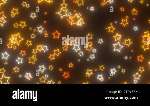 Warm Glowing Golden Illuminating Neon Star Shapes Falling Down Gently - 4K Seamless VJ Loop ...
