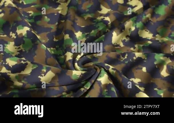 A fabric spiral with a camouflage pattern twists into a dynamic and ...