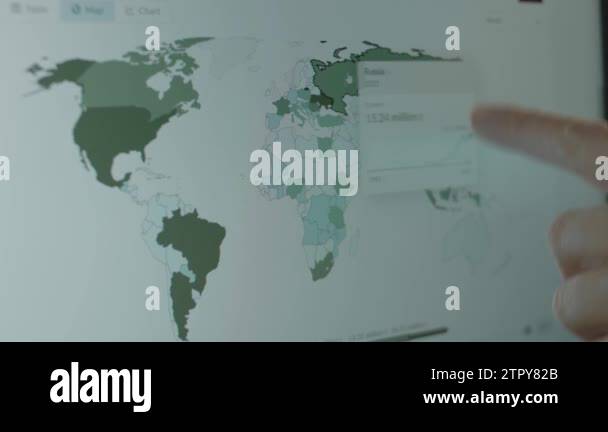 Maize production 2021 world map on computer screen. Leaders countries ...