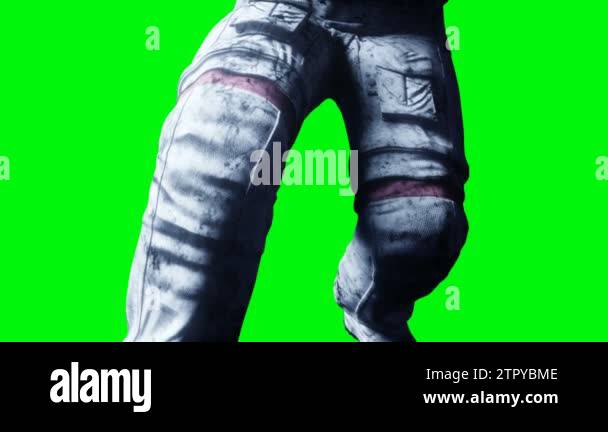 Dead zombie astronaut in space. Cadaver. Green screen. Realistic 4k ...