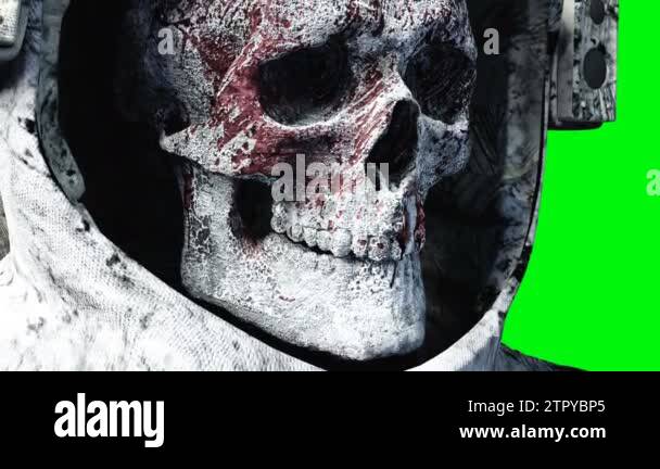 Dead zombie astronaut in space. Cadaver. Green screen. Realistic 4k ...