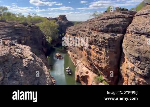MOUNT SURPRISE, QLD - MAY 05 2023:Aerial view of Australian tourists on ...
