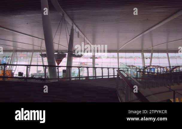 Airport Terminal Gate Footage. Window View. Airfield. 4K Stock Video ...