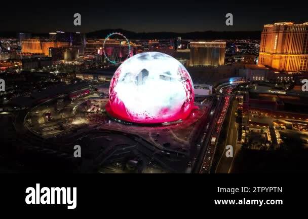 Sphere At Las Vegas In Nevada United States. Famous Night Landscape ...