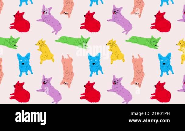 Cute Cartoon Colorful Characters Corgi Set. Old animation Loop ...