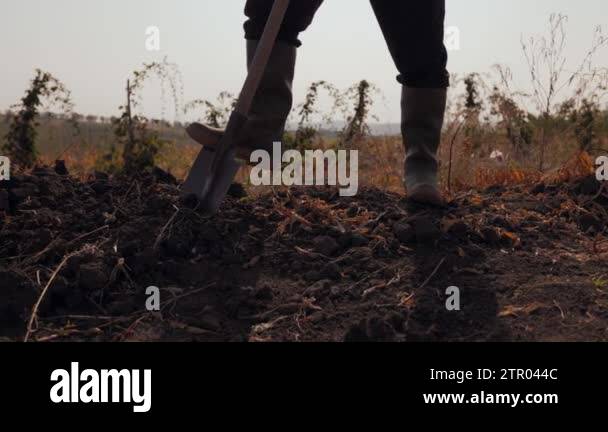 A Close Up Depiction of a Dedicated Farmer Lower Body Engaged in ...