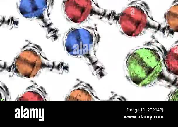 Rotating sketch of bottles on a blue screen. Animation with a colorful ...