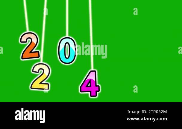 Colorful 2024 motion graphics with green screen background Stock Video ...