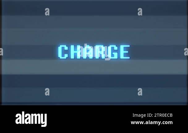 retro videogame CHARGE word text computer old tv glitch interference ...