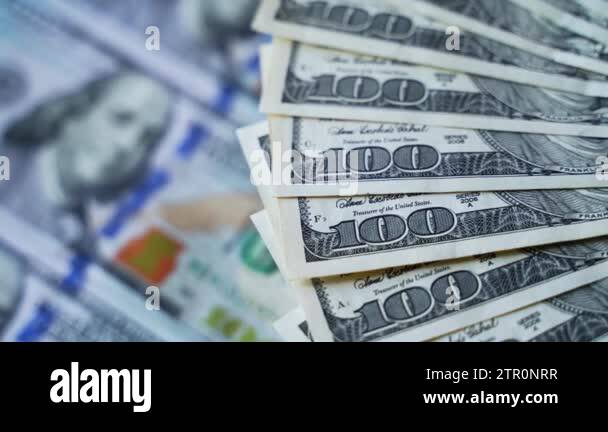Cash money background. Rotation paper money. American one hundred ...