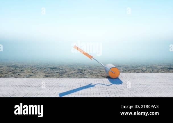 A roll of paving slab. Brush of paving slab. Building concept ...