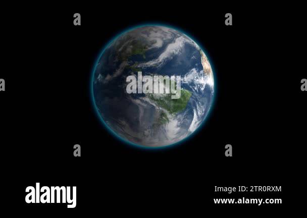 Realistic Earth Rotating on black Loop . Globe is centered in frame ...