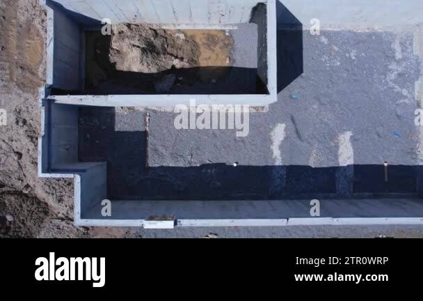 Cement foundation base work of townhouse construction. Concrete ...