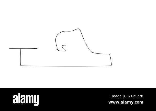 Animated self drawing of continuous line draw of young despair man ...
