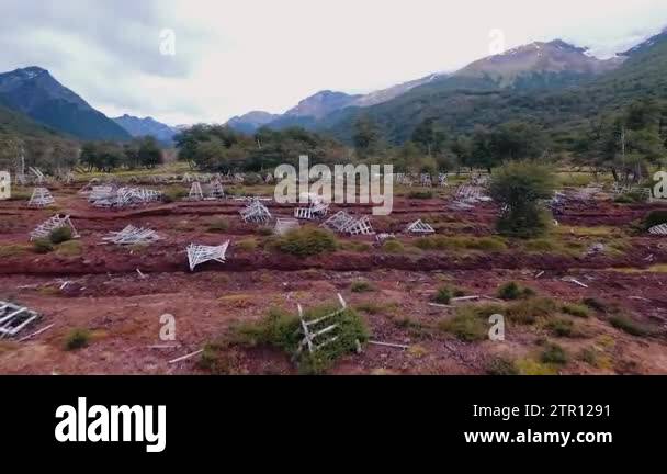 Environment conservation. Aerial view across an abandoned industry of ...