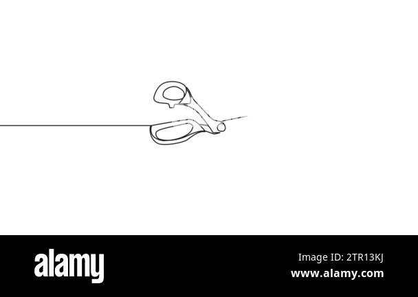 animated continuous single line drawing of pair of scissors, line art ...