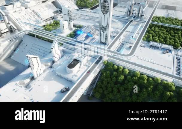 Futuristic city, town. The concept of the future. Aerial view ...