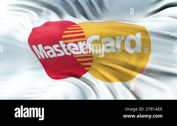 MASTERCARD flag waving on sun. Seamless loop with highly detailed ...