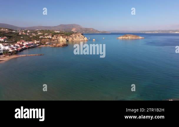 Crete, Greece. Aerial drone shot. Falassarna Beach in Chania, Elafonisi ...