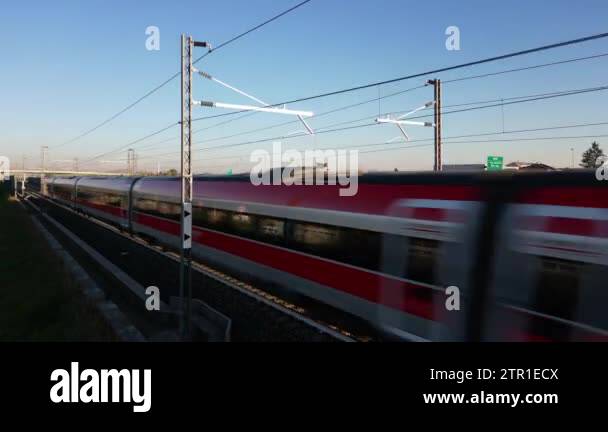 EUROPE, ITALY, MILAN 11-24-2023 - high-speed railway 300 km h Milan - Turin and A4 motorway for ...