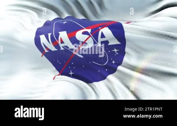 NASA flag waving on sun. Seamless loop with highly detailed fabric ...