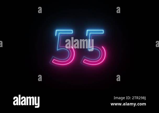 Neon digit 55 with alpha channel, neon digits, number fifty five Stock ...