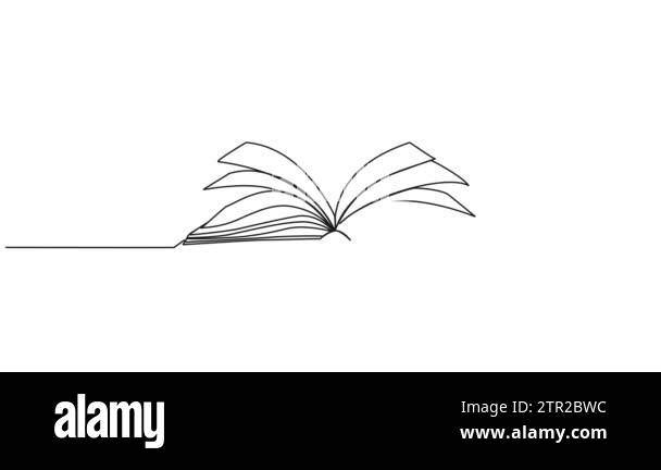 animated continuous single line drawing of an open book, line art ...
