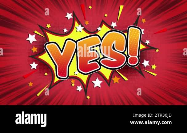 yes Word Retro Cartoon Comic Bubbles Popup Style Expressions Colored ...