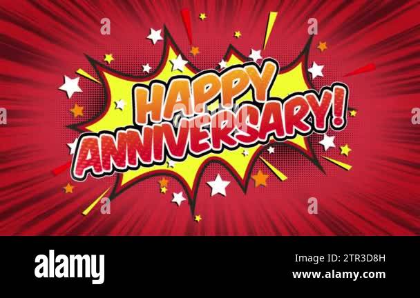 Happy Anniversary Word Retro Cartoon Comic Bubbles Popup Style ...
