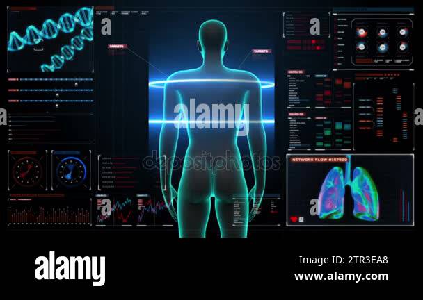 Scanning body. Rotating Human Female lungs, Pulmonary Diagnostics in ...