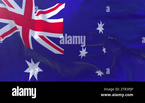 Australian Flag in Slow Motion Classic Flag Smooth blowing in the wind ...